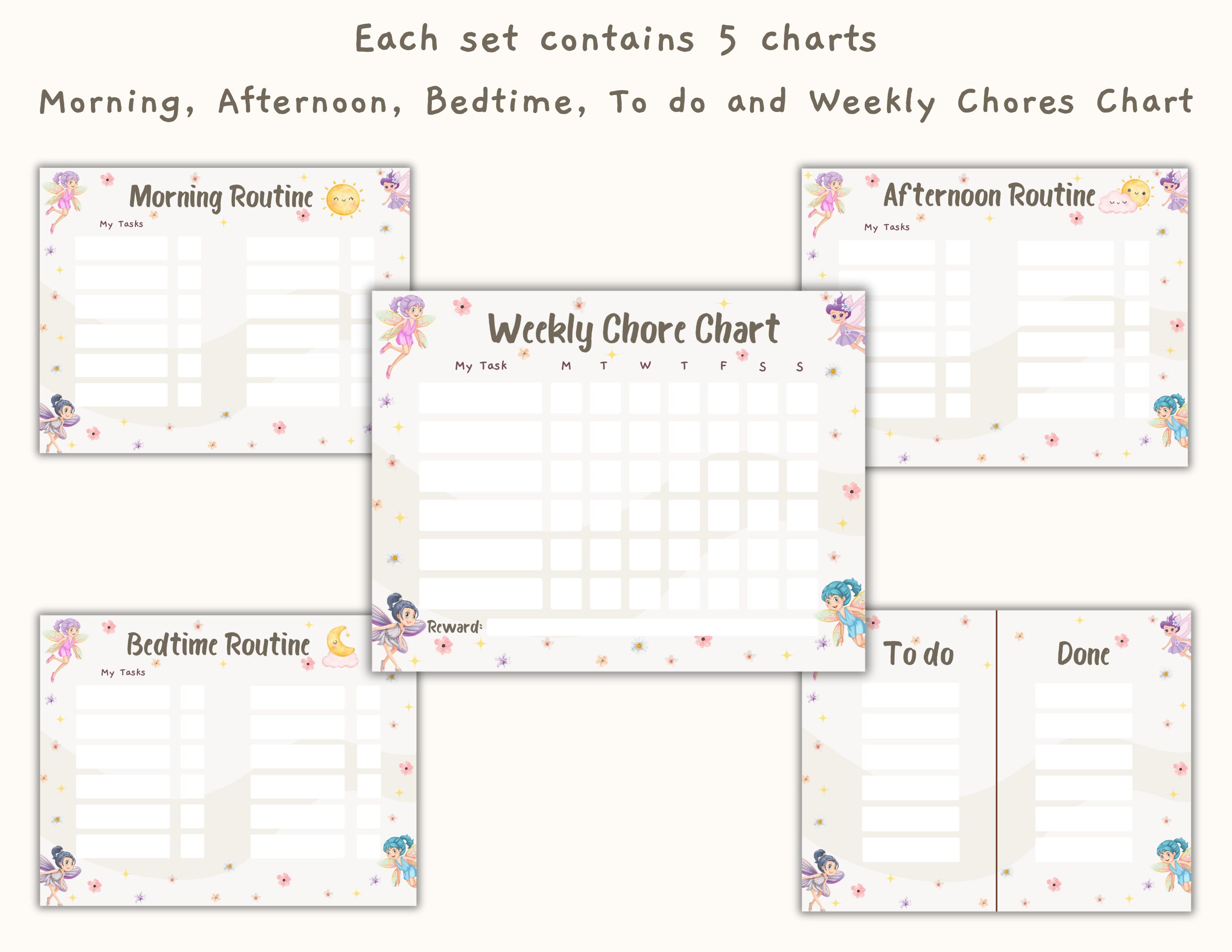 Fairy Theme Bundle of Routine Charts / Morning Routine Chart / Custom ...