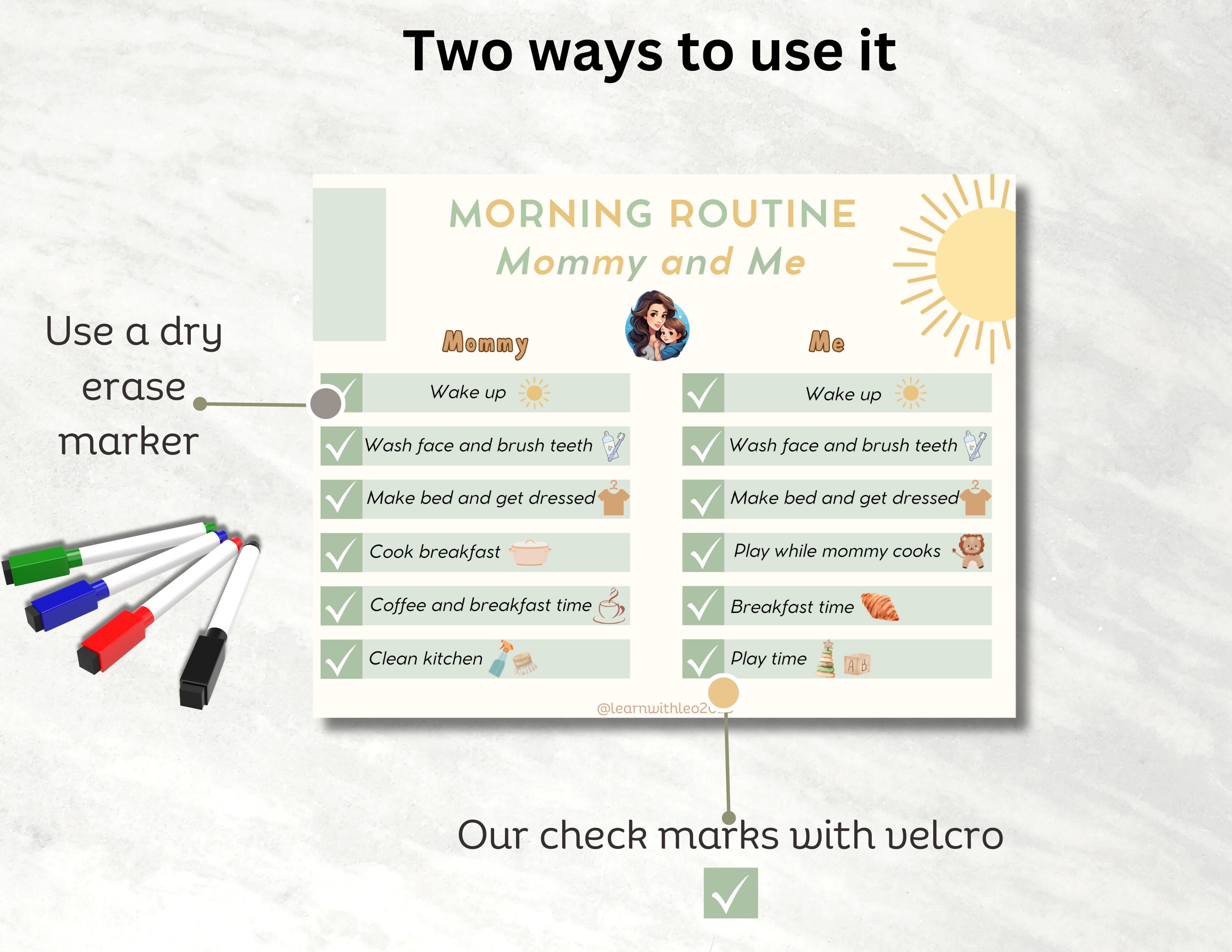 Mommy and Me Morning Routine Chart / Custom Kids Routine Chart ...