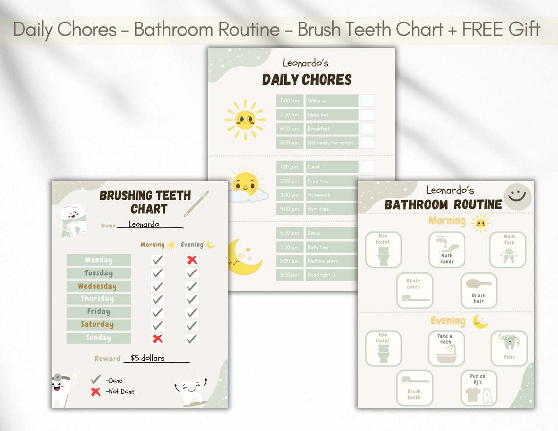 Editable Daily Chart for Kids Kids Daily Weekly Responsibility Chart ...
