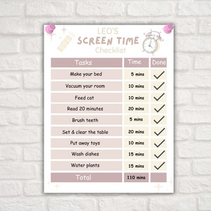 Editable Chore Chart for Kids Printable Personalized Chart Kids Daily ...