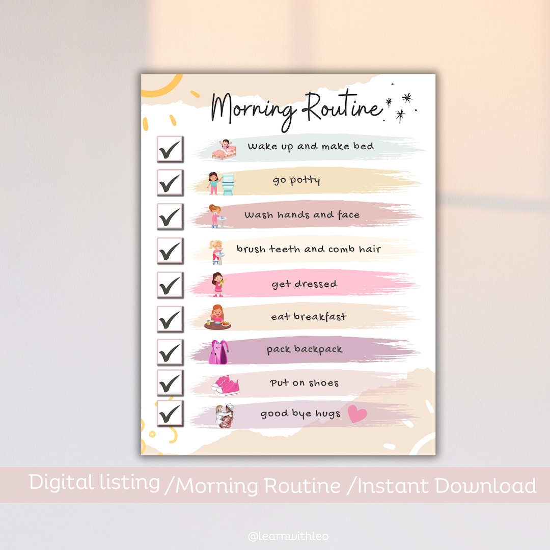 Printable Girl's Morning Routine Chart: Editable Visual Schedule ...