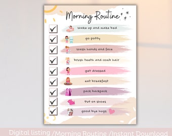 Bedtime Routine Chart for Girls / Toddler Routine / Editable / Custom ...