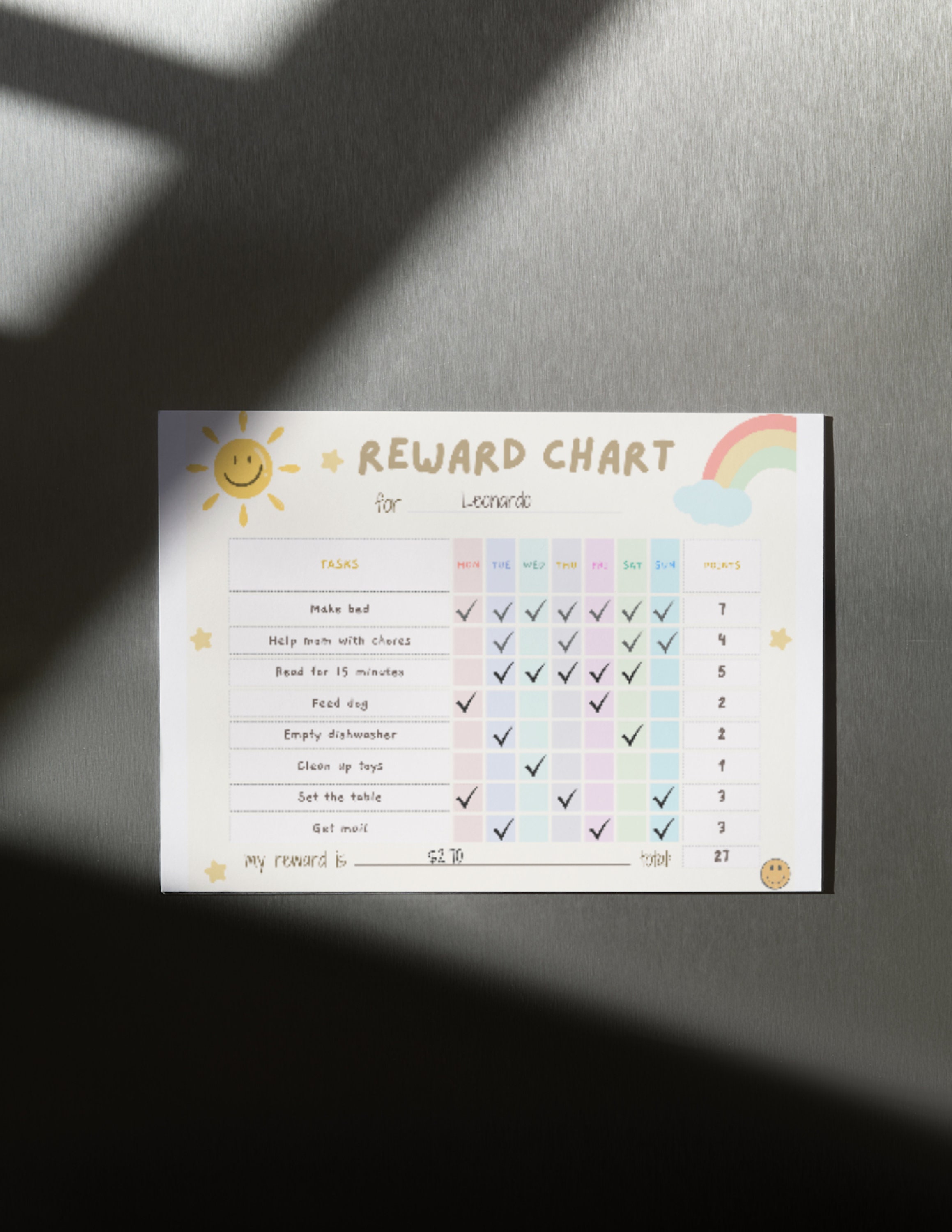 Editable Reward Chart for Kids | Printable | Kids Daily Weekly ...