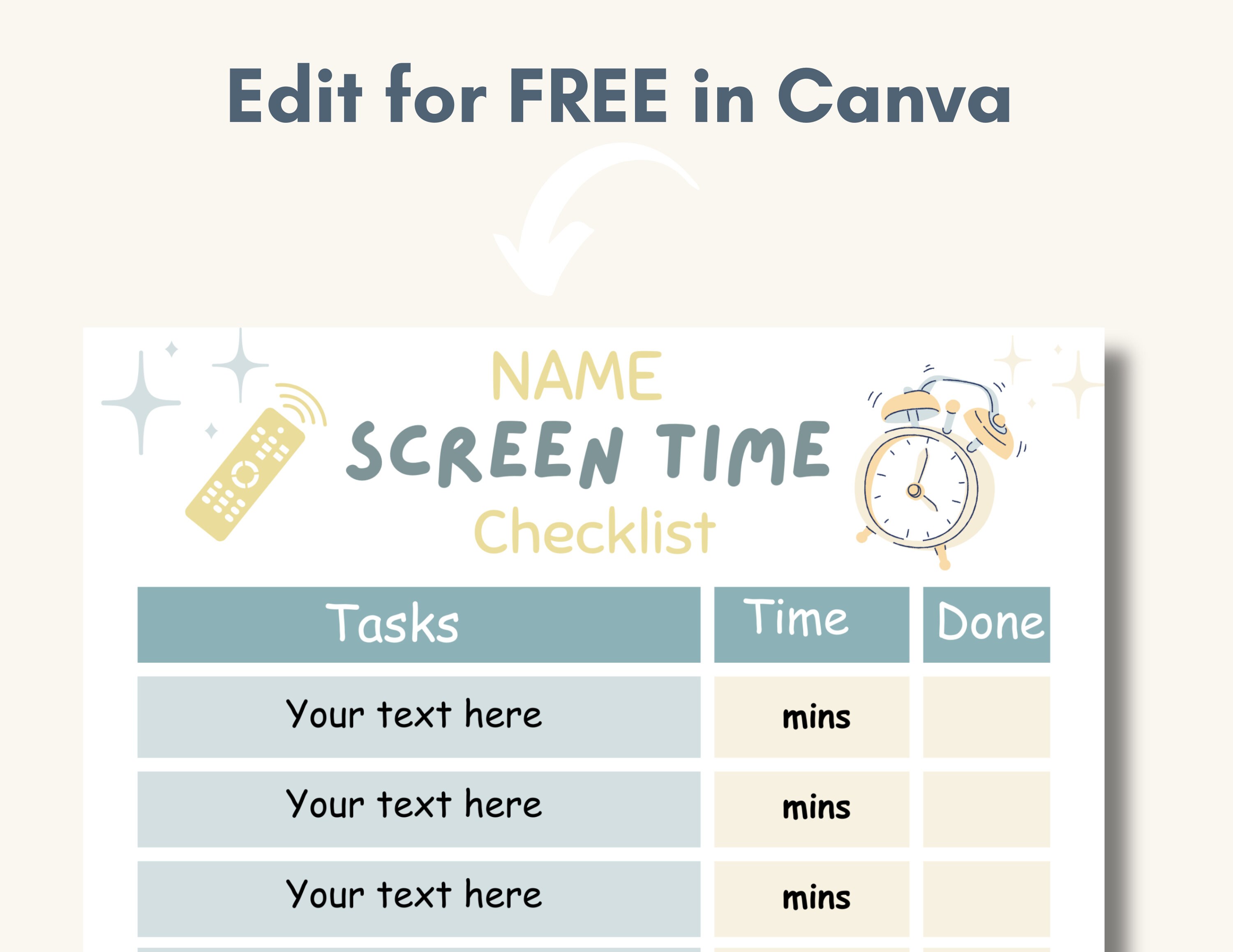 Editable Chore Chart for Kids Printable Personalized Chart Kids Daily ...
