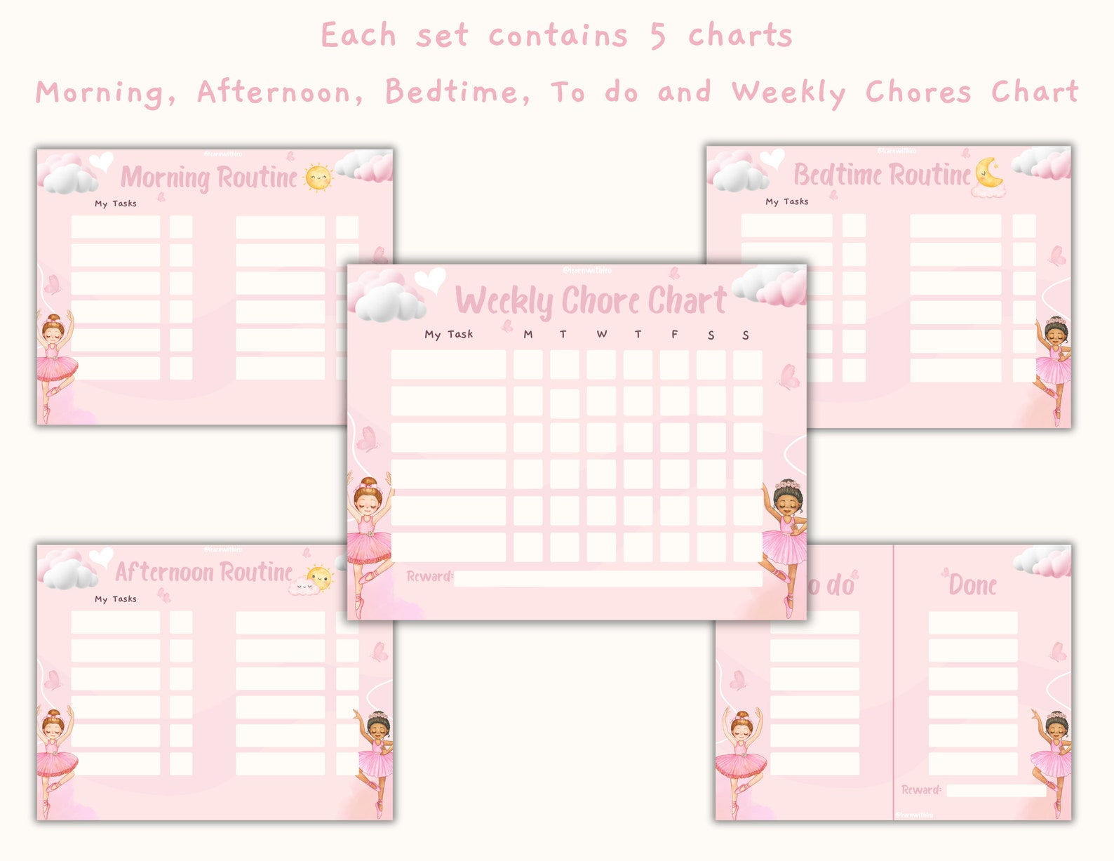 Ballet Theme Bundle of Routine Charts / Morning Routine Chart / Custom ...