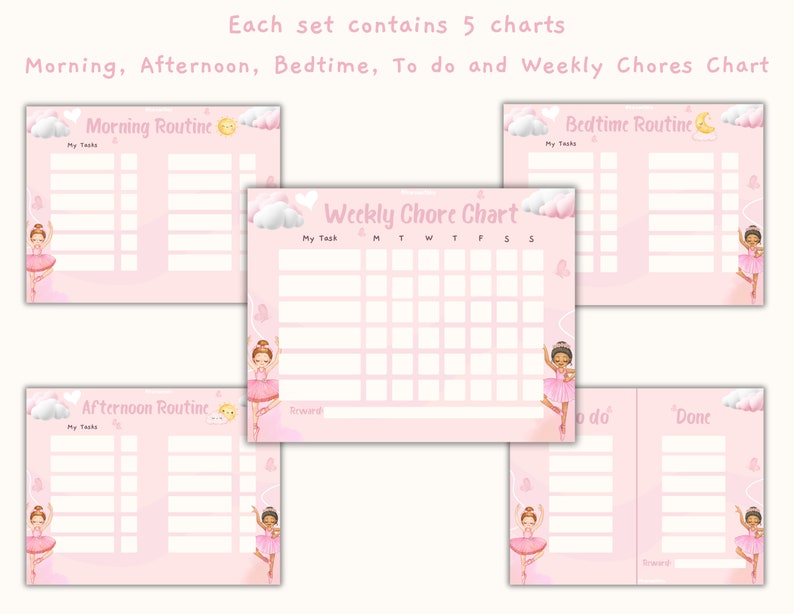Ballet Theme Bundle of Routine Charts / Morning Routine Chart / Custom ...
