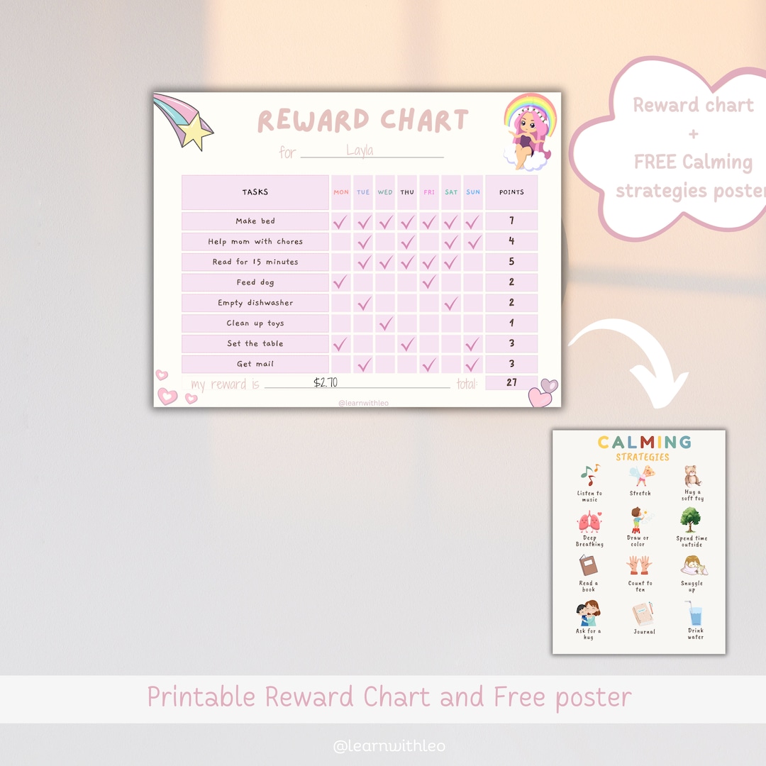 Editable Reward Chart for Kids | Printable | Kids Daily Weekly ...