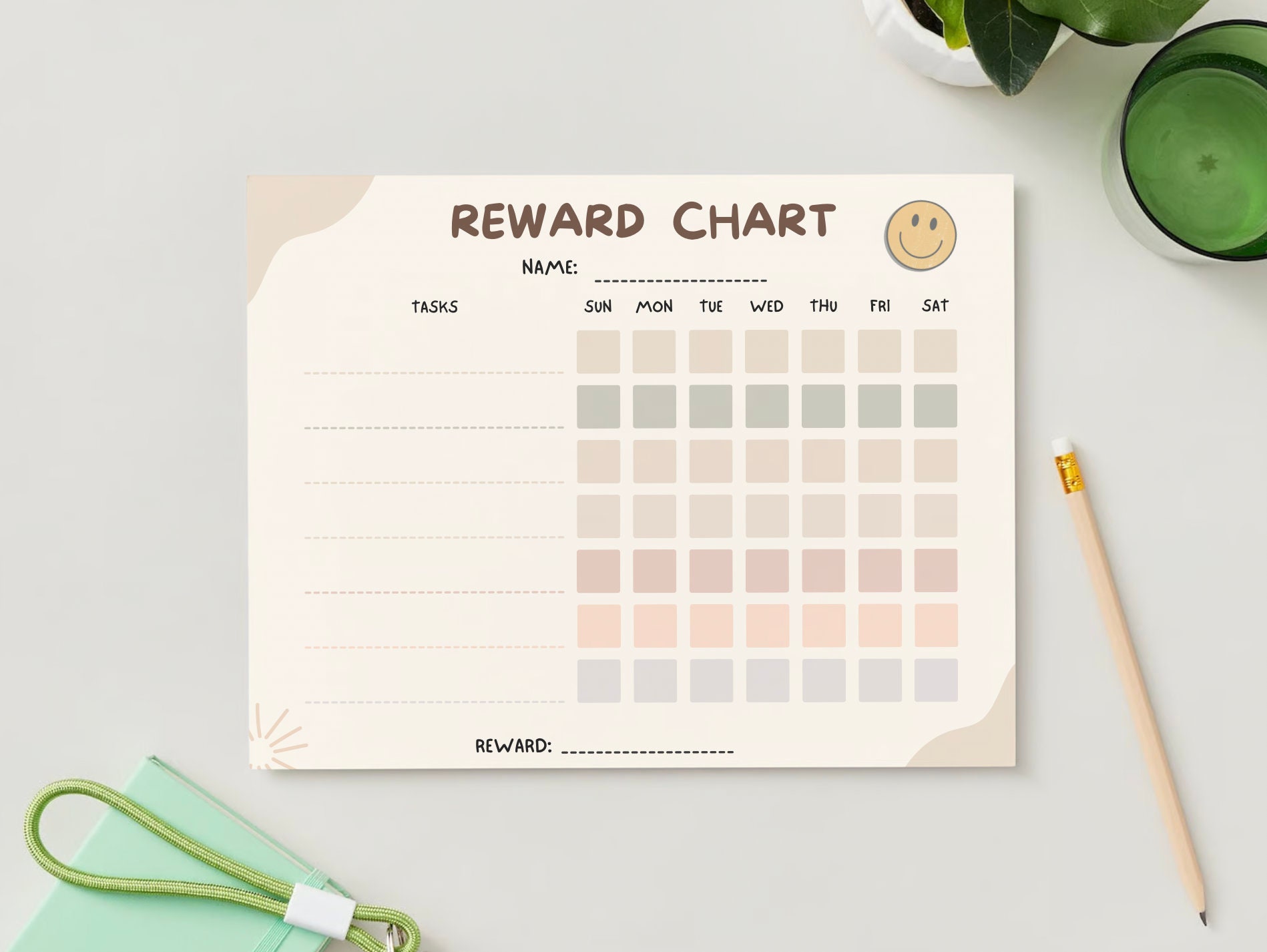 Editable Reward Chart for Kids Printable Kids Daily Weekly ...