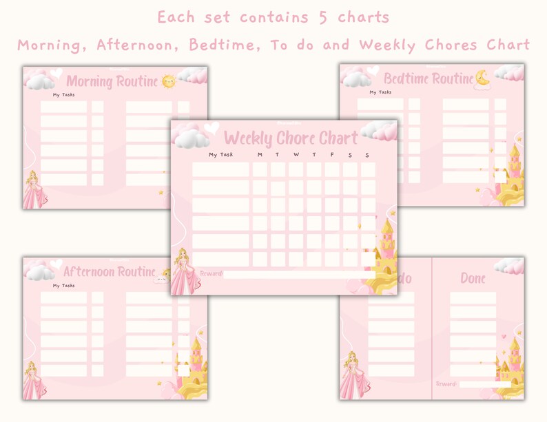 Princess Theme Bundle of Routine Charts / Morning Routine Chart ...