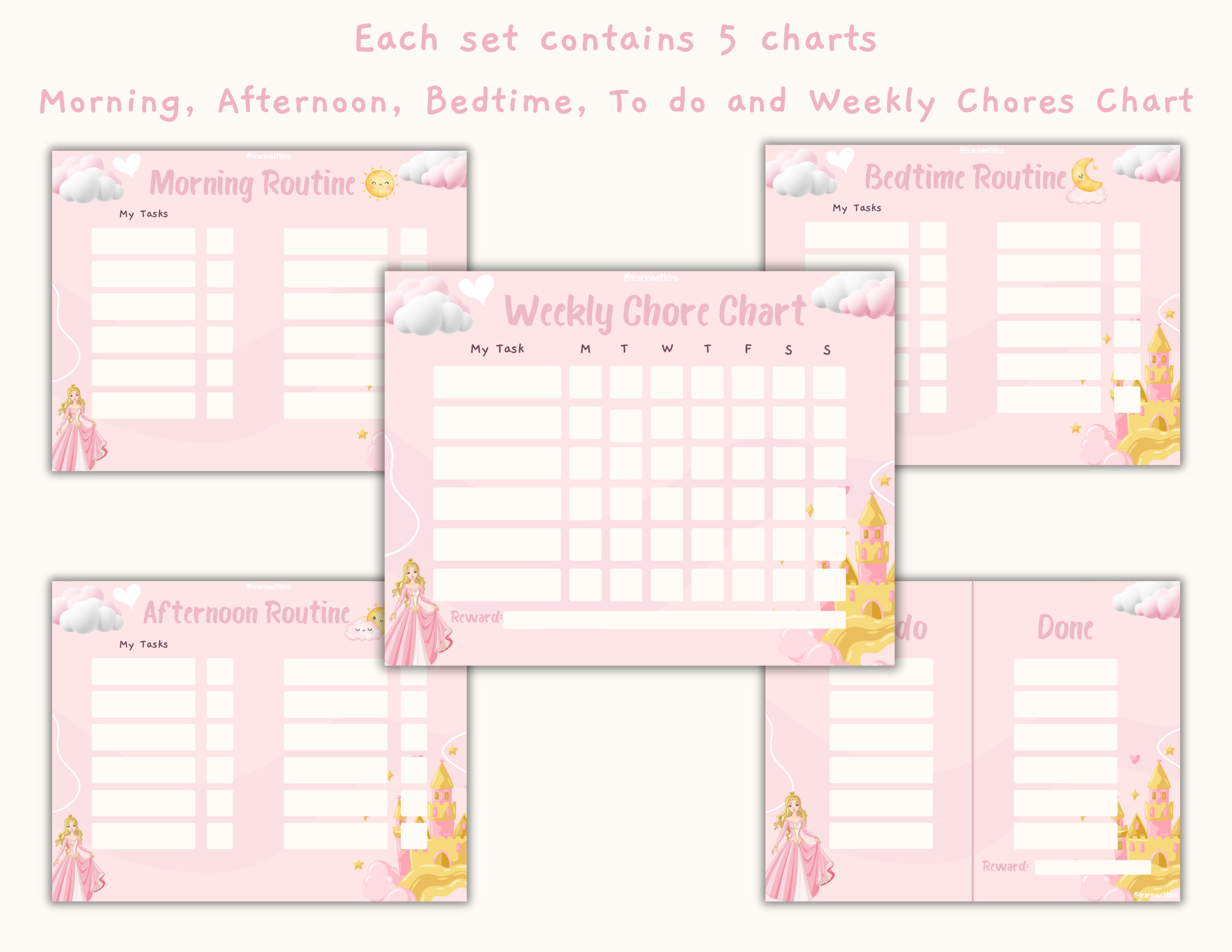 Princess Theme Bundle of Routine Charts / Morning Routine Chart ...
