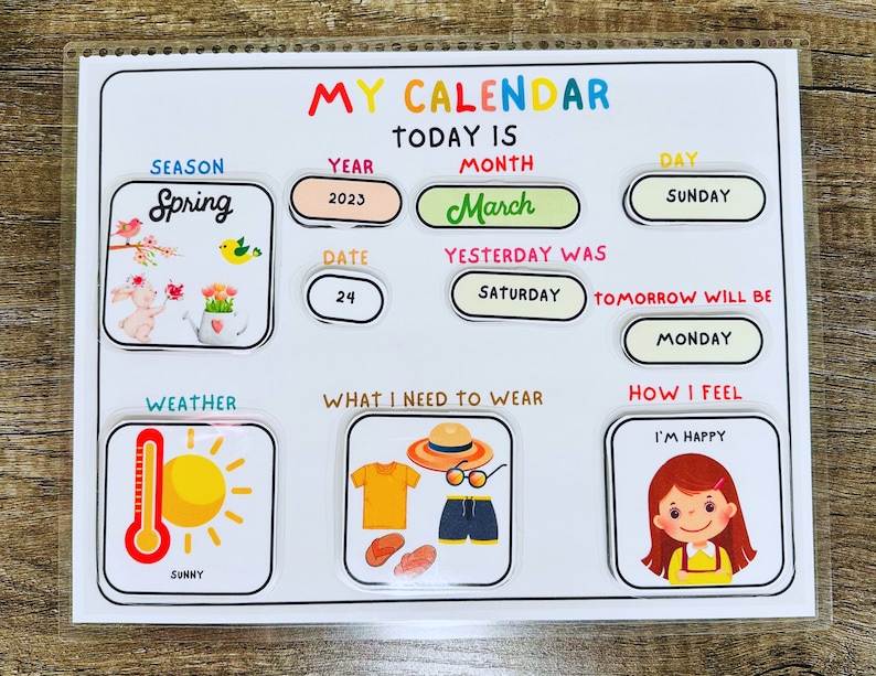 Printable Kids Calendar for Classroom Morning Board Homeschool ...