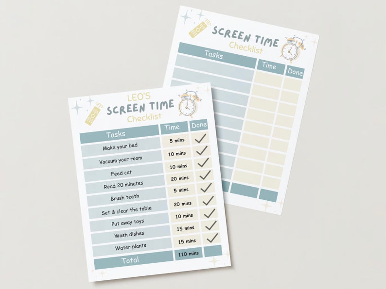 Editable Chore Chart for Kids Printable Personalized Chart Kids Daily ...
