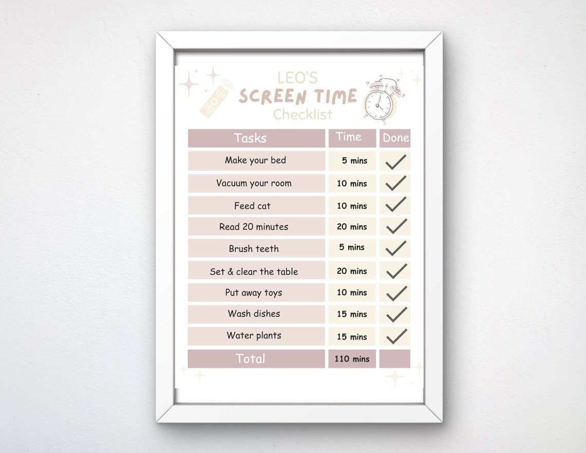 Editable Chore Chart for Kids Printable Personalized Chart Kids Daily ...