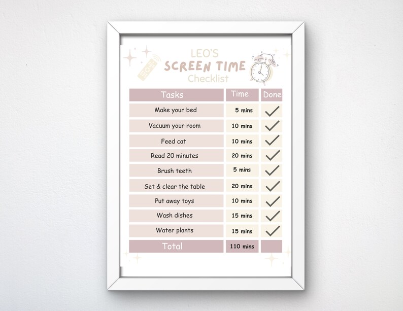 Editable Chore Chart for Kids Printable Personalized Chart Kids Daily ...