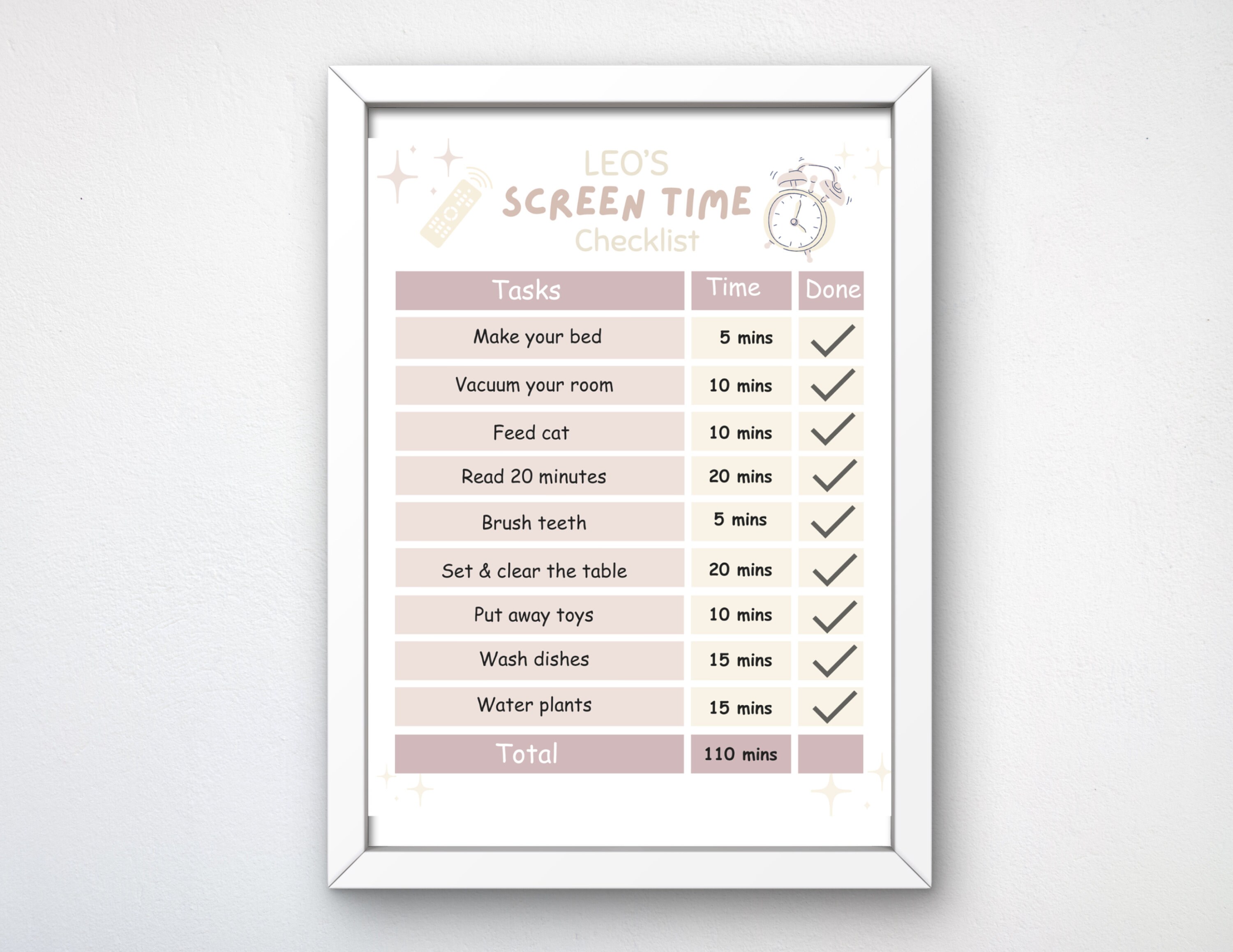 Editable Chore Chart for Kids Printable Personalized Chart Kids Daily ...
