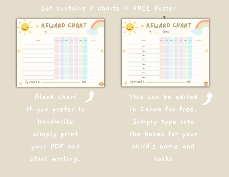 Reward Chart, Chore Chart for Kids, Printable Daily Rhythm Chart ...