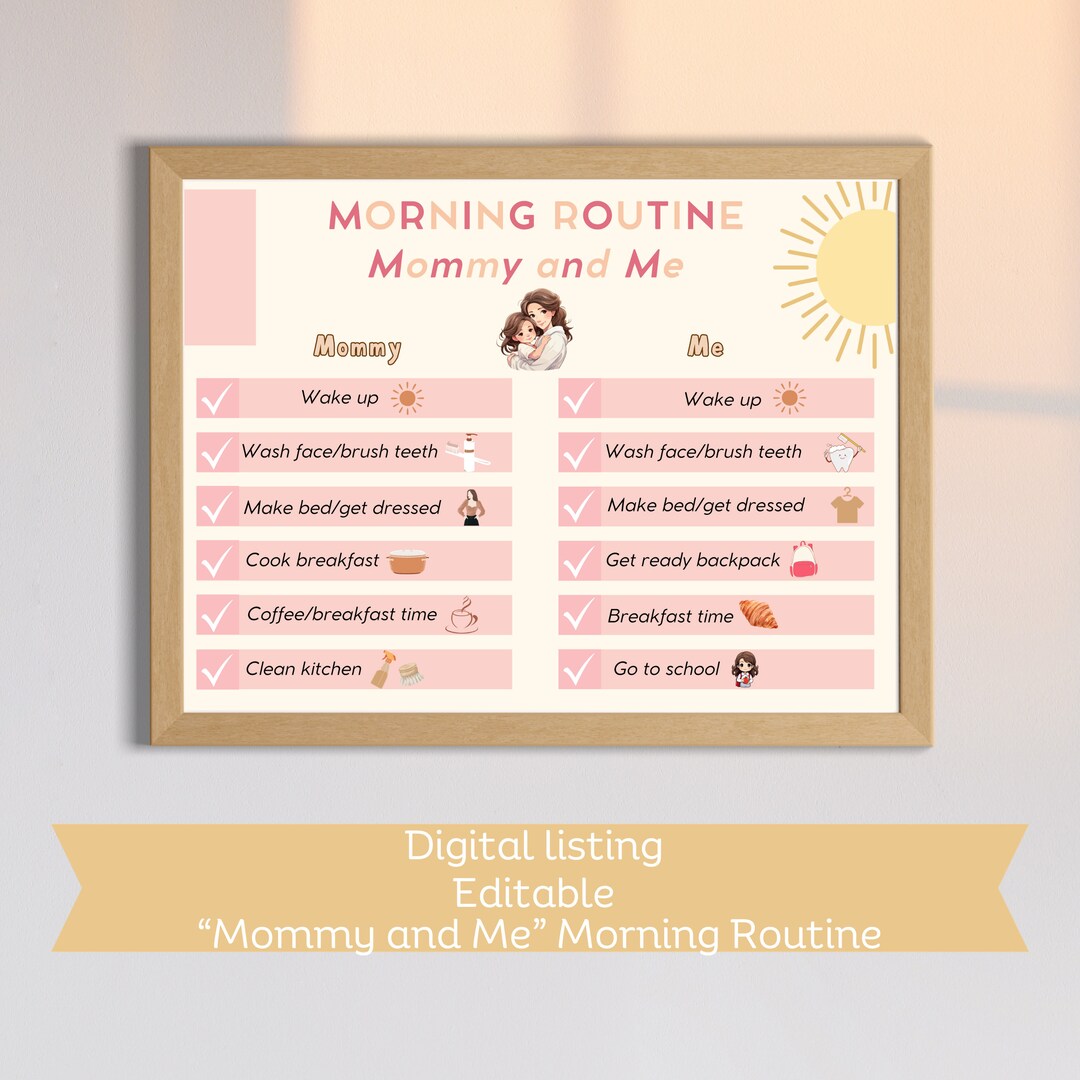 Mommy and Me Morning Routine Chart / Custom Kids Routine Chart ...