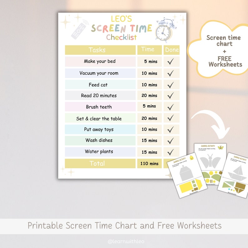Personalized Chart for Kids, Check List Template for Kids, Canva ...