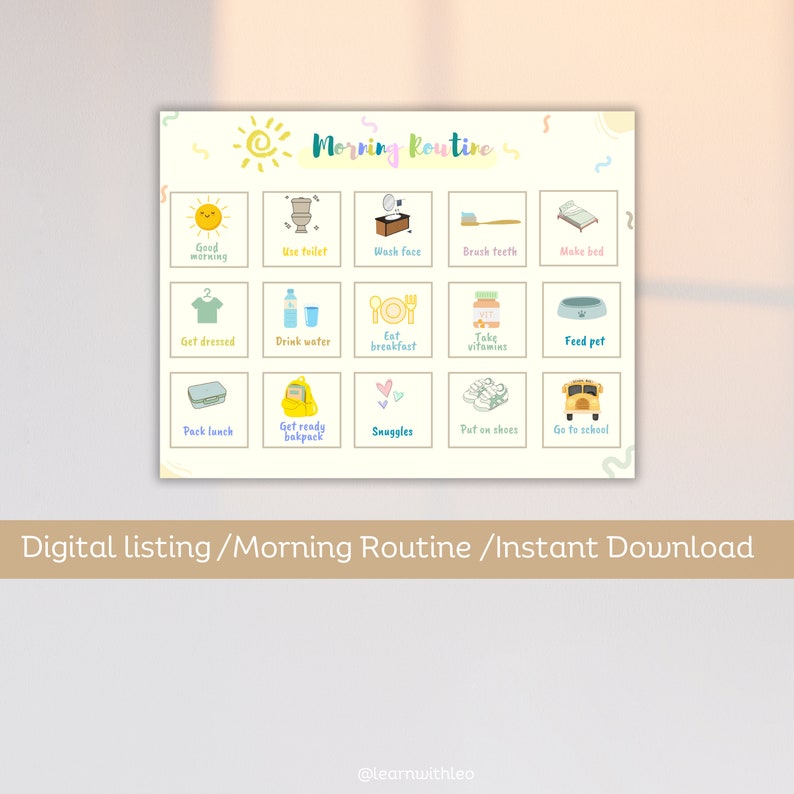 Printable Morning Routine Chart / FREE Gift With Purchase / Toddler ...