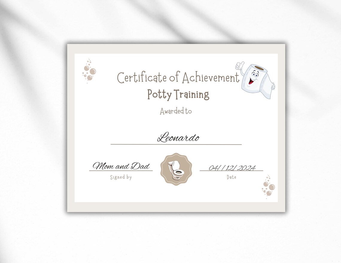 Printable Potty Chart, Potty Certificate, Potty Printable, Toilet ...