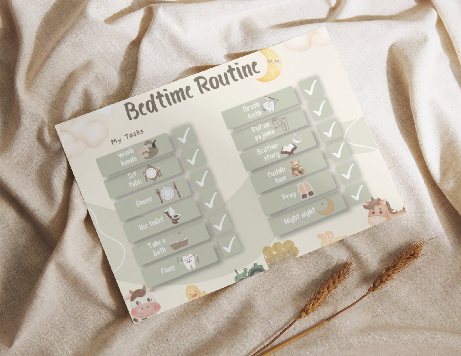 Farm Animals Theme Bundle of Routine Charts / Morning Routine Chart ...