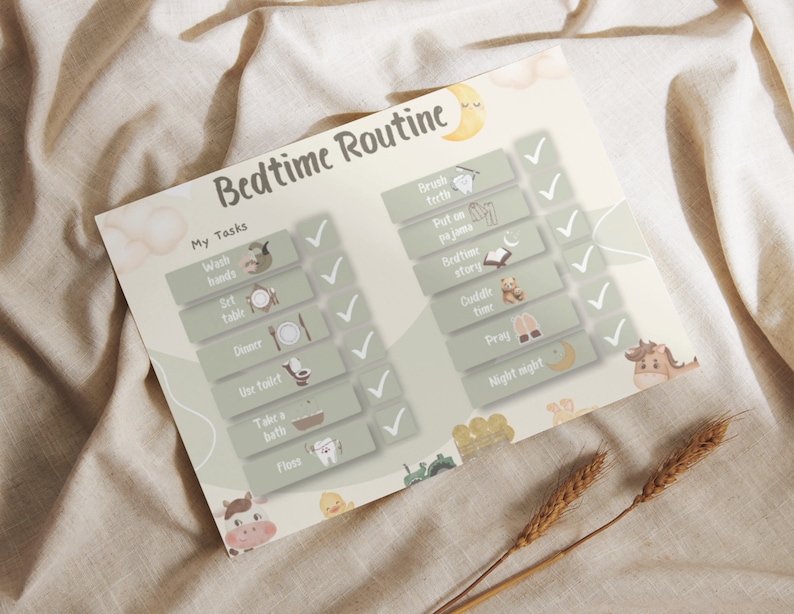 Farm Animals Routine Charts Bundle: Kids Morning, Bedtime, Chore ...