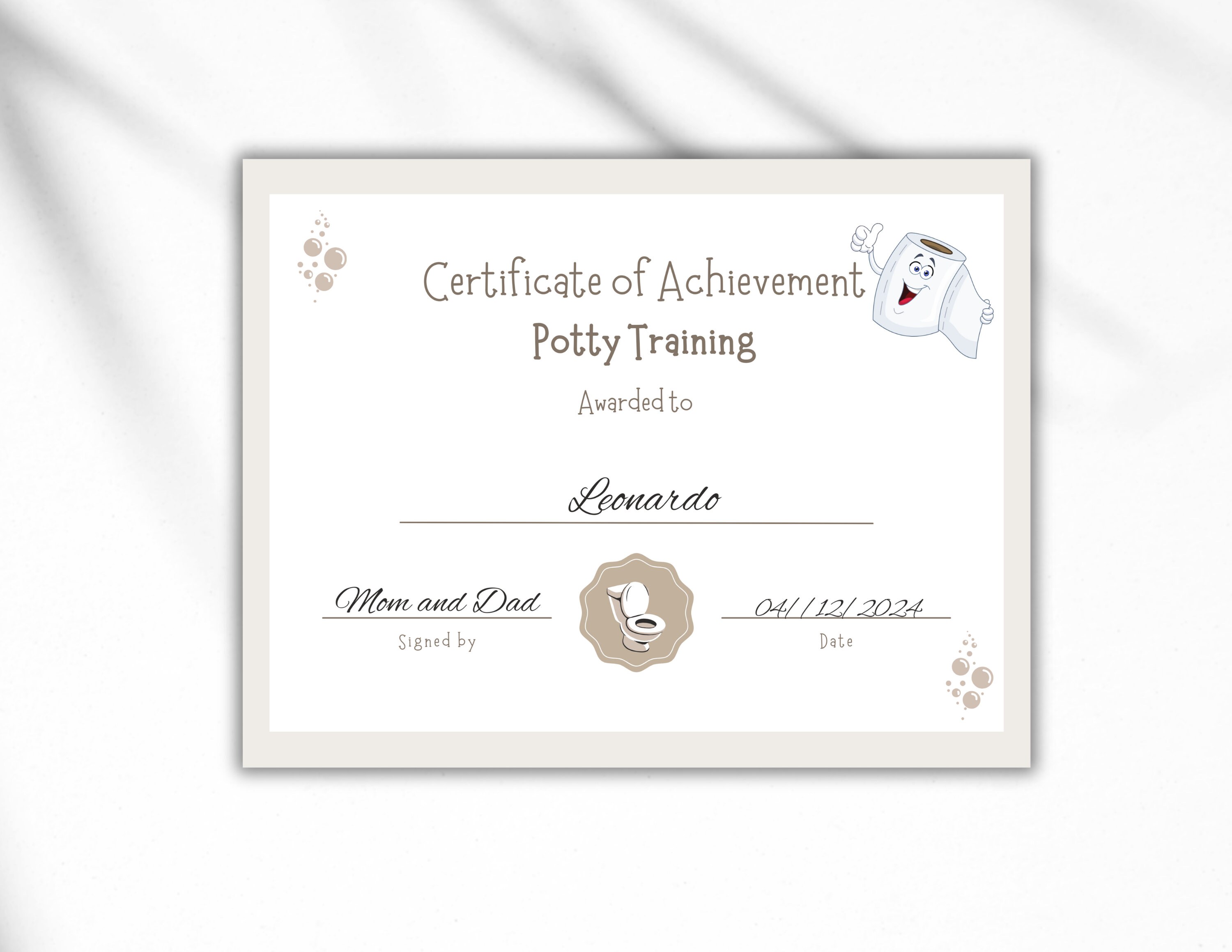 Printable Potty Chart, Potty Certificate, Potty Printable, Toilet ...