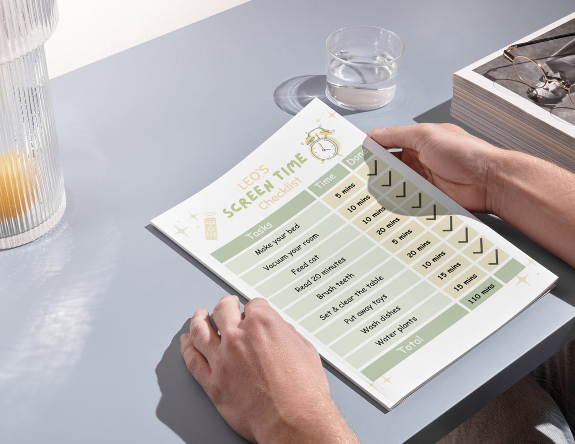 Screen Time Checklist, Screen Time Tracker, Printable Screen Time ...