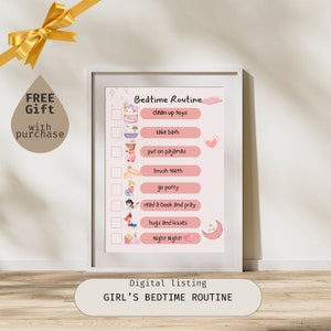 Bedtime Routine Chart for Girls / Toddler Routine / Editable / Custom ...