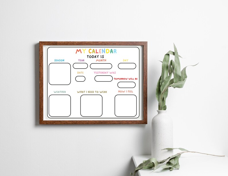 Printable Kids Calendar for Classroom Morning Board Homeschool ...
