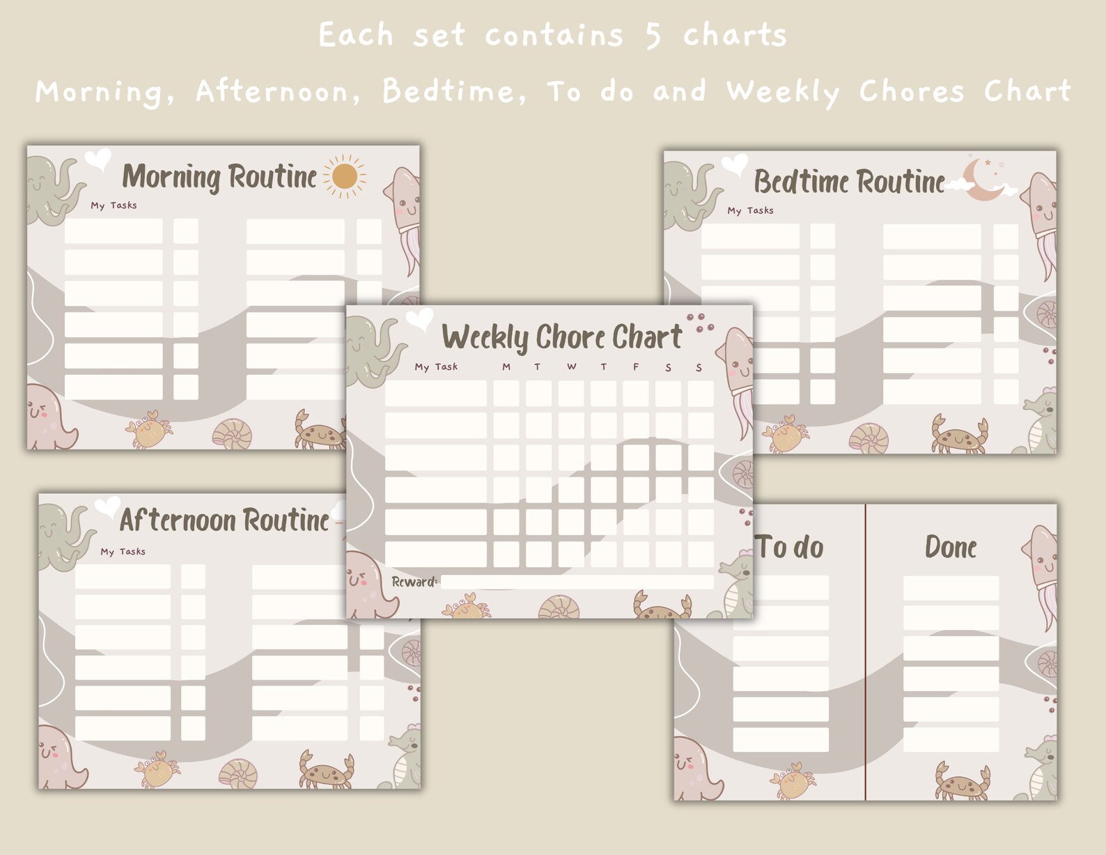 Ocean Theme Routine Charts Bundle / Morning Routine/ Afternoon Routine ...