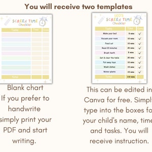 Personalized Chart for Kids, Check List Template for Kids, Canva ...