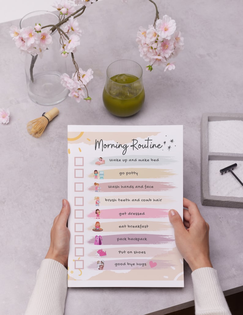 Printable Girl's Morning Routine Chart: Editable Visual Schedule ...