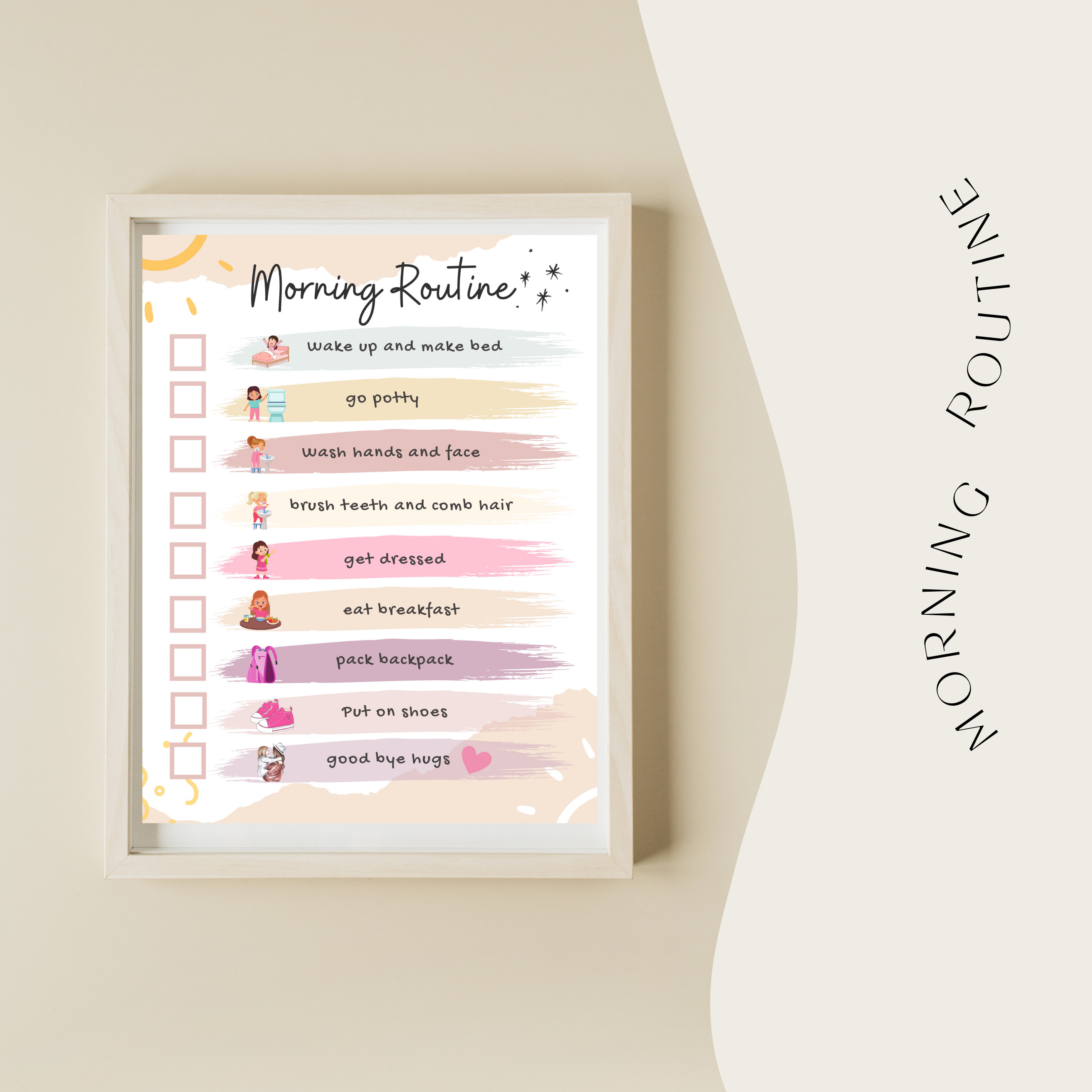 Printable Girl's Morning Routine Chart: Editable Visual Schedule ...