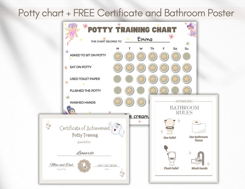 Printable Potty Chart, Potty Certificate, Potty Printable, Toilet ...