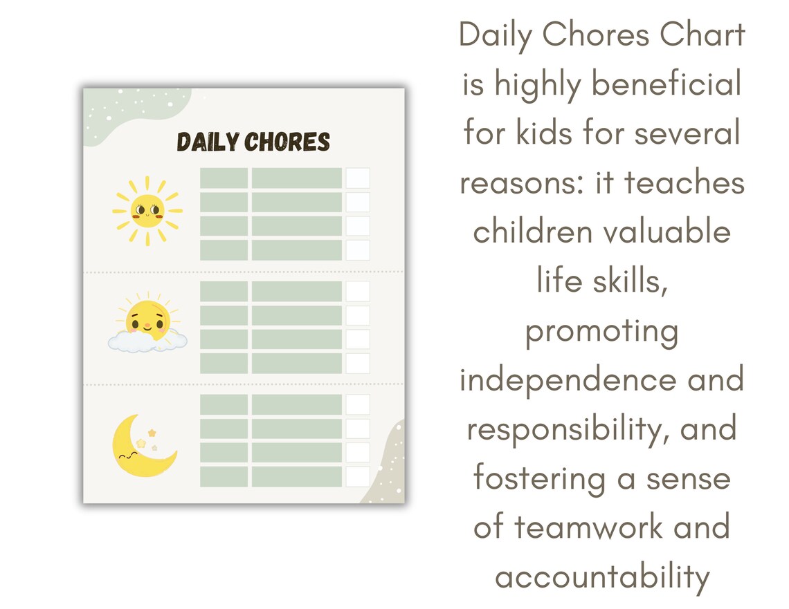 Editable Daily Chart for Kids Kids Daily Weekly Responsibility Chart ...