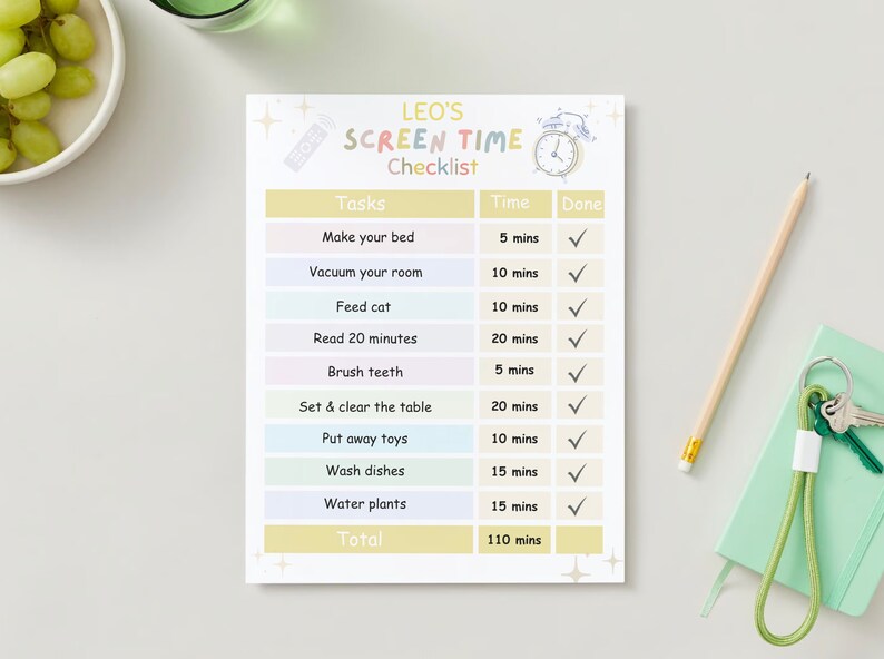 Personalized Chart for Kids, Check List Template for Kids, Canva ...