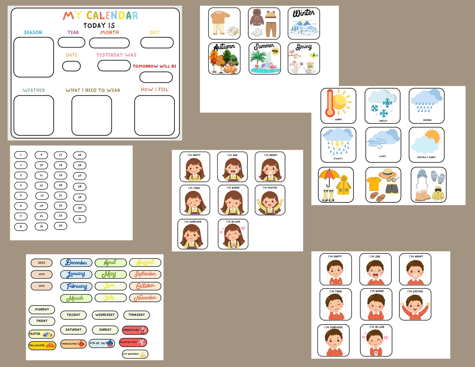Printable Kids Calendar for Classroom Morning Board Homeschool ...
