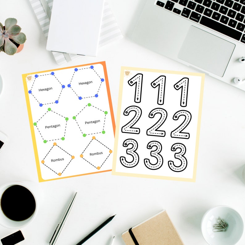 Printable Activity Book Fro Kids Learn Numbers and Shapes - Etsy