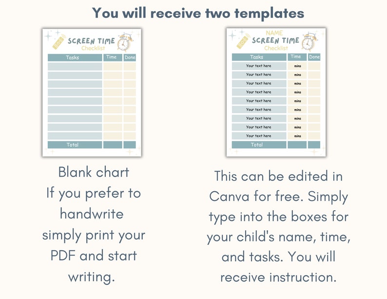 Editable Chore Chart for Kids Printable Personalized Chart Kids Daily ...