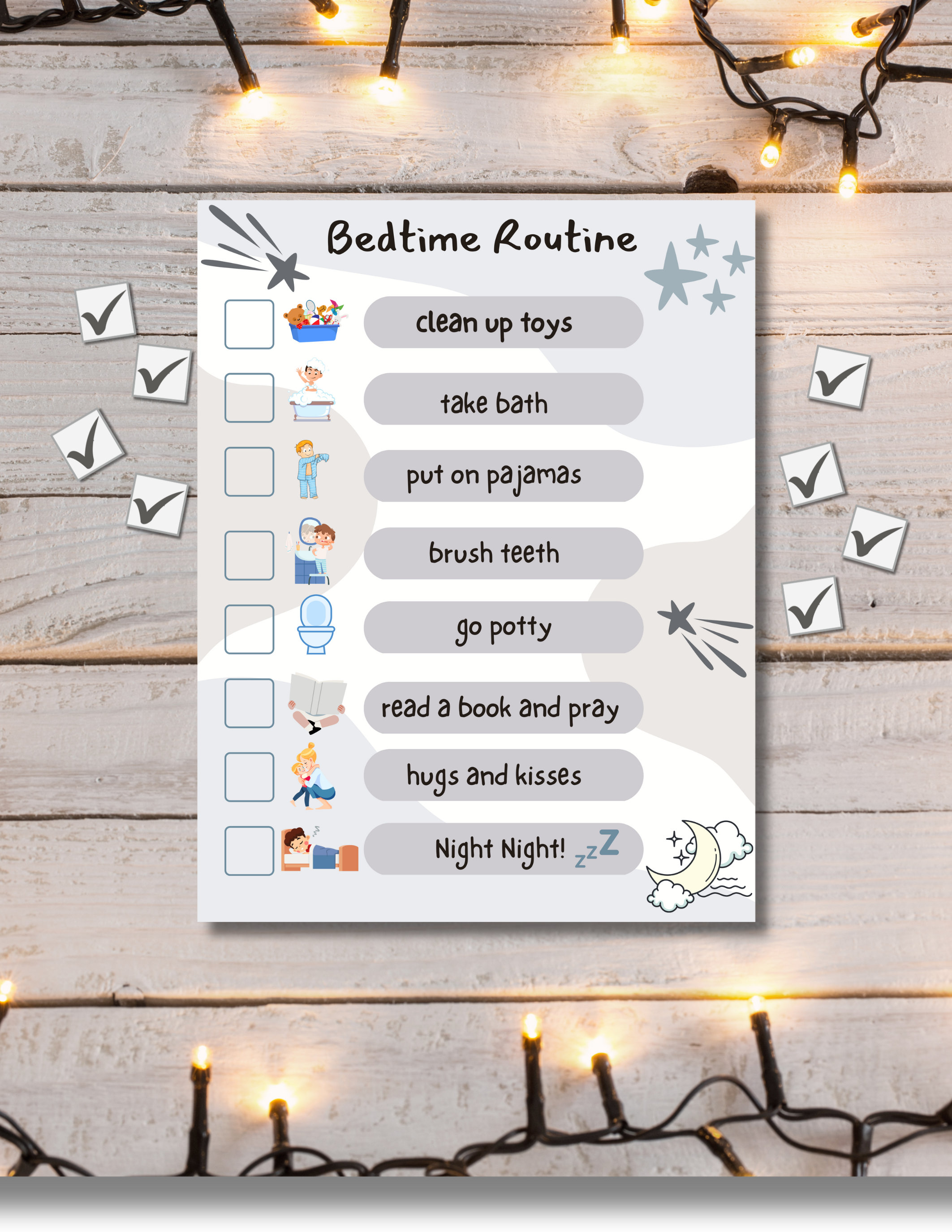 Printable Boys Bedtime Routine Chart - Etsy