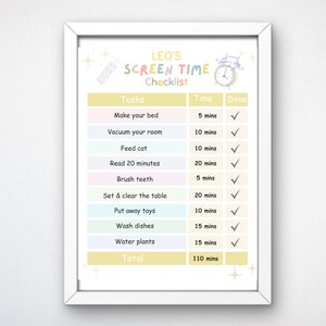Personalized Chart for Kids, Check List Template for Kids, Canva ...