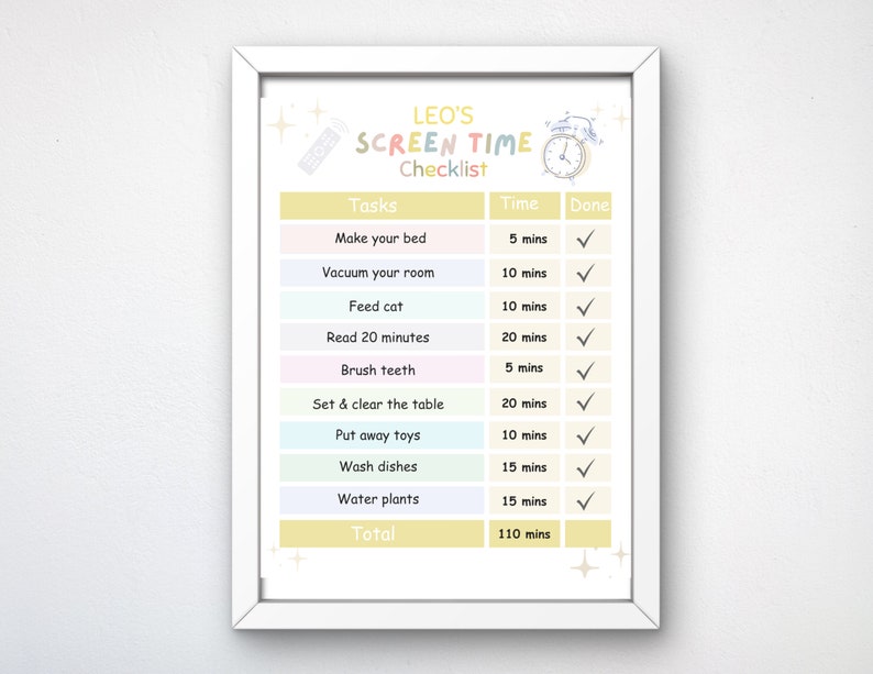 Personalized Chart for Kids, Check List Template for Kids, Canva ...