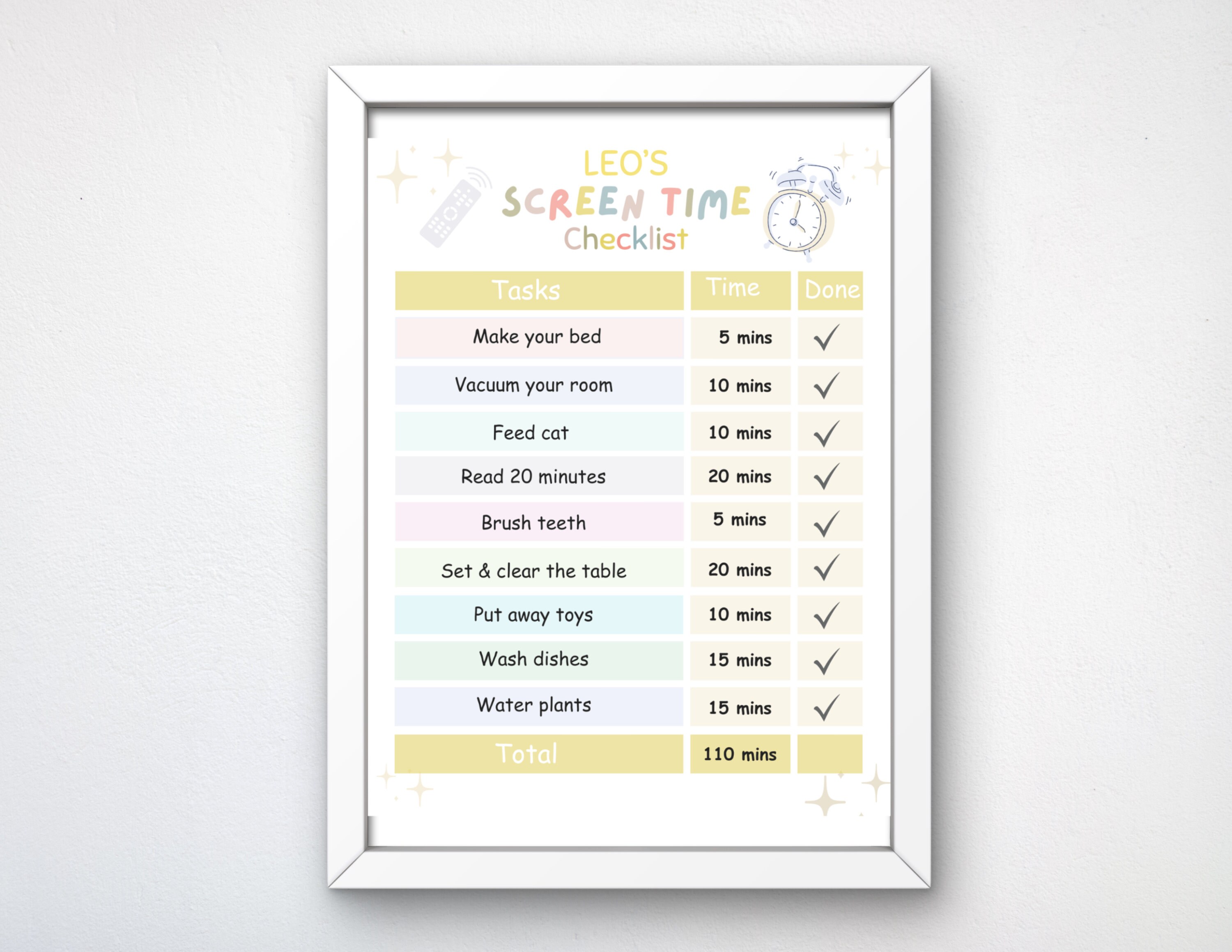 Personalized Chart for Kids, Check List Template for Kids, Canva ...