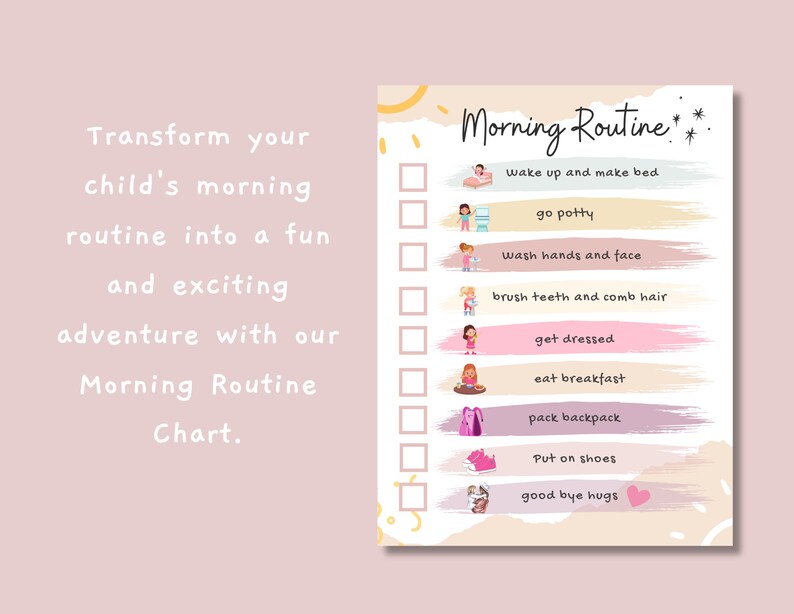 Printable Girl's Morning Routine Chart: Editable Visual Schedule ...