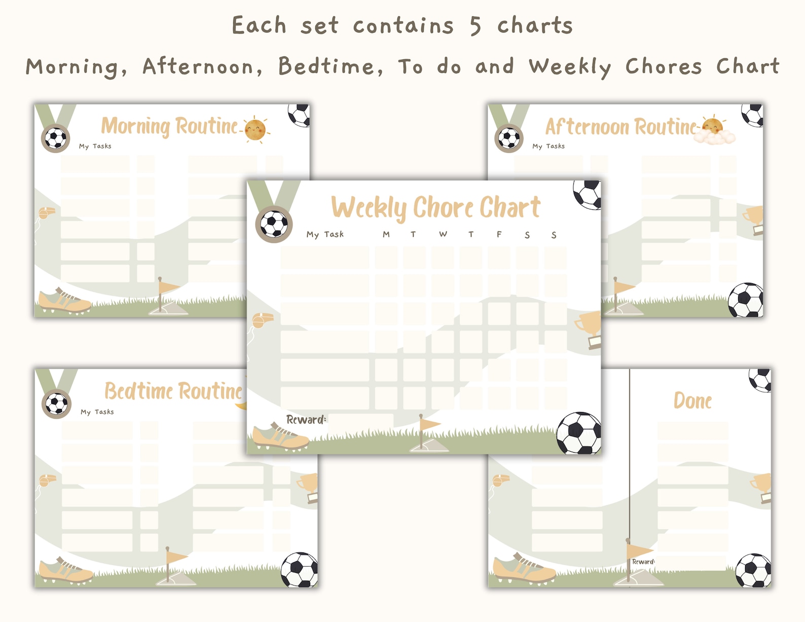 Soccer Theme Bundle of Routine Charts / Morning Routine Chart / Custom ...