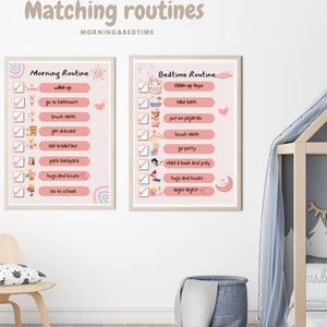 Bedtime Routine Chart for Girls / Toddler Routine / Editable / Custom ...