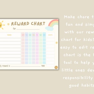 Editable Reward Chart for Kids | Printable | Kids Daily Weekly ...