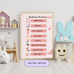 Bedtime Routine Chart for Girls / Toddler Routine / Editable / Custom ...