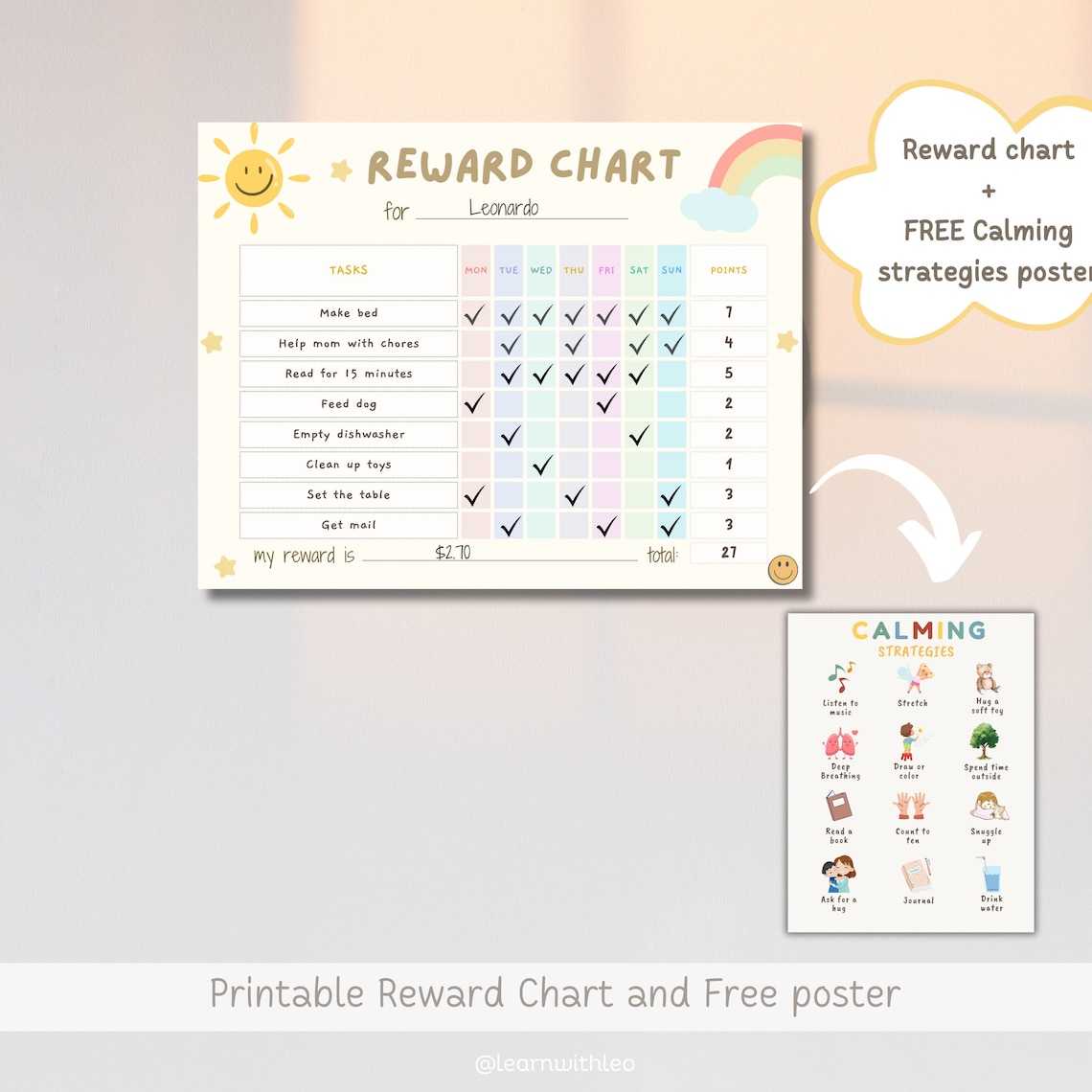 Editable Reward Chart for Kids | Printable | Kids Daily Weekly ...